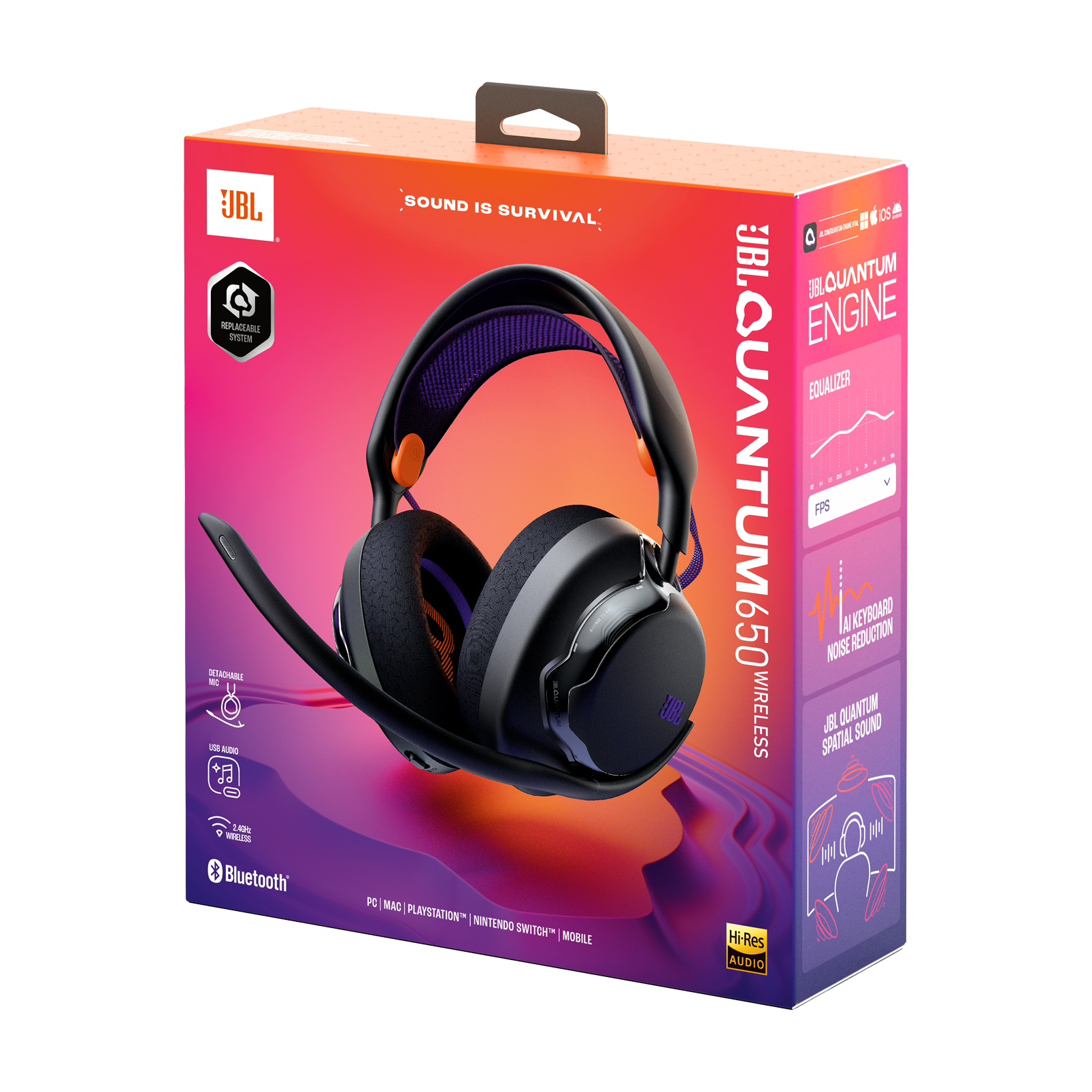 JBL Quantum 650 | Fone de ouvido sem fio para jogos multiplataforma