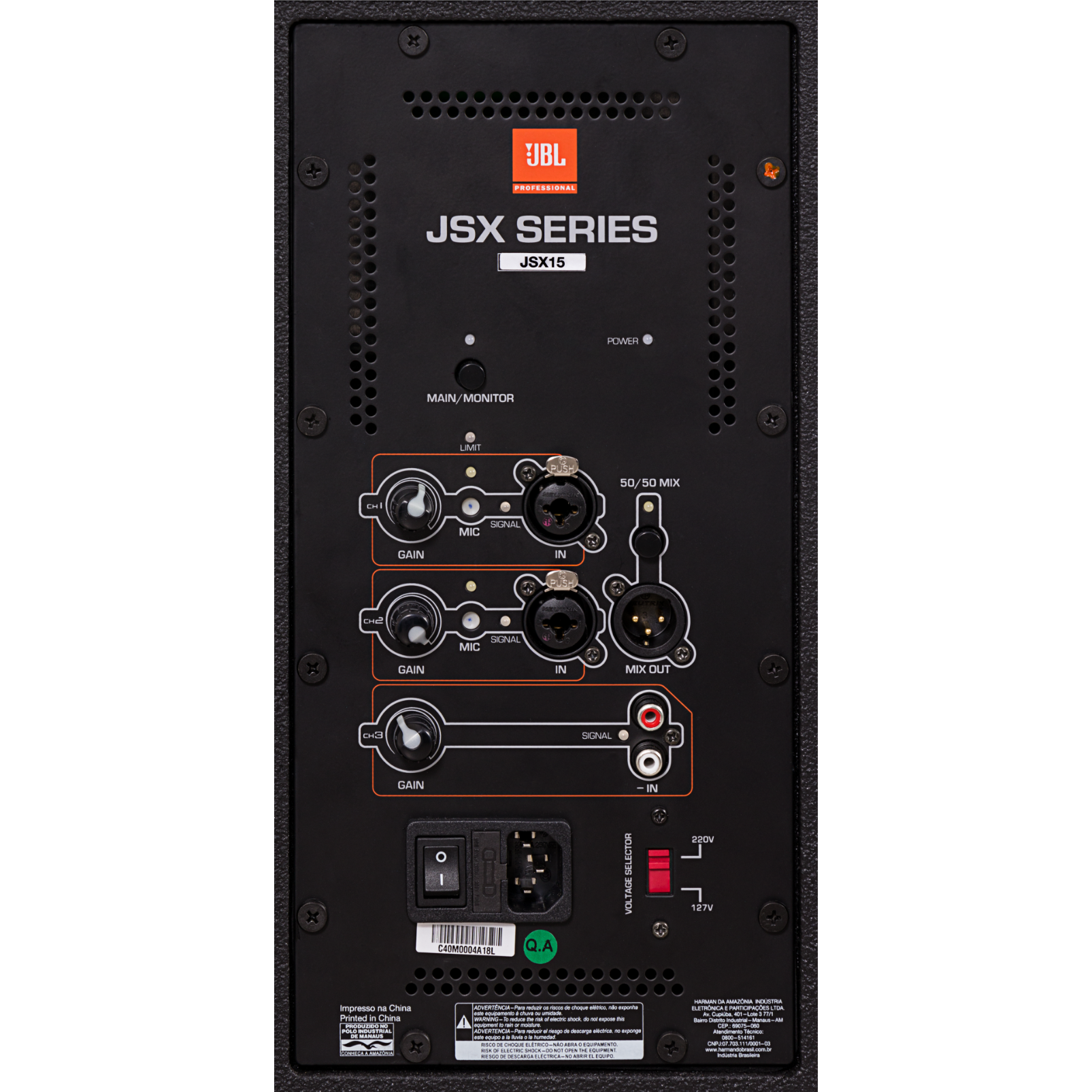 JSX15 | Caixa de som amplificada 2 vias com alto falante de 15"