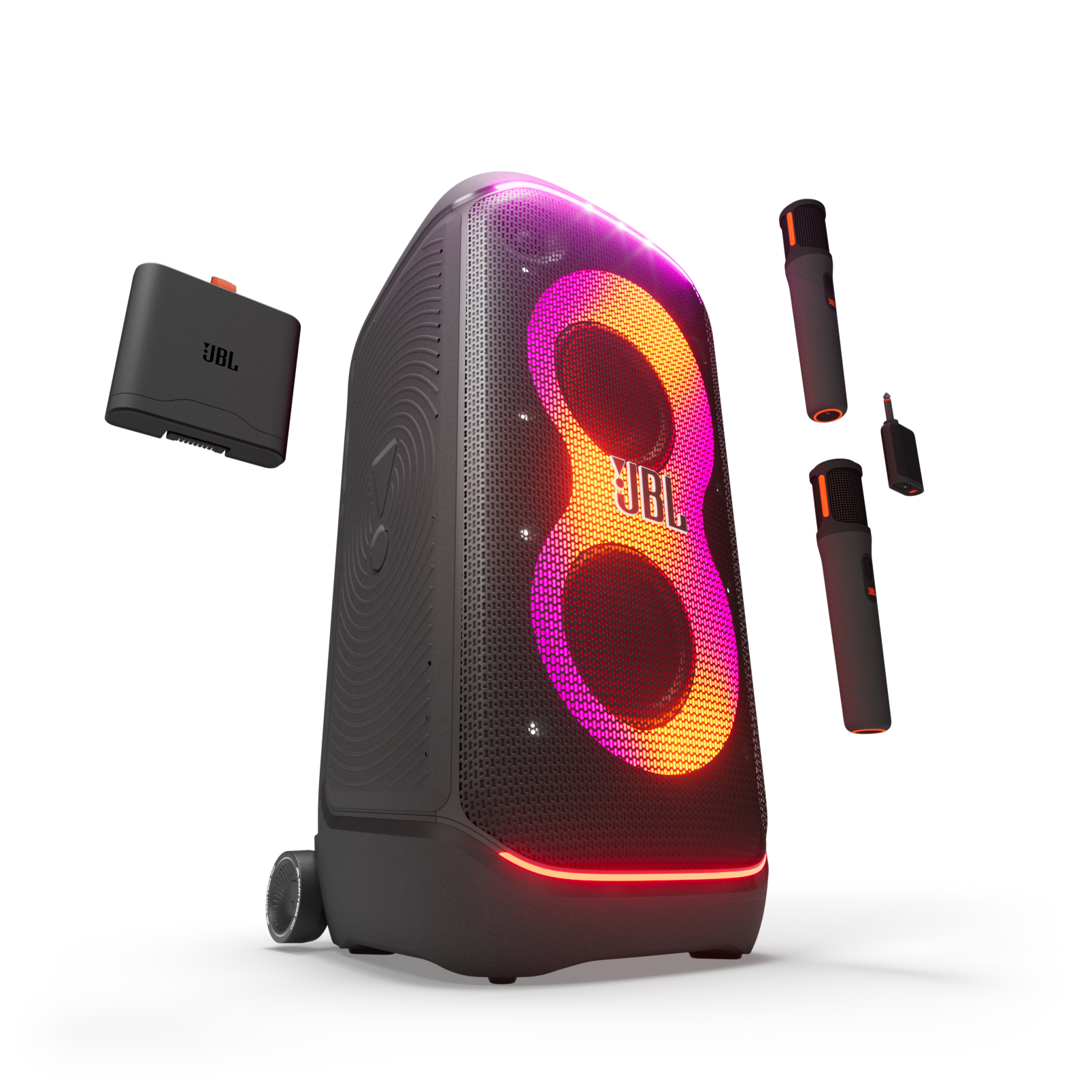 Combo JBL: PartyBox 320 + Bateria 400 + Microfone Sem Fio